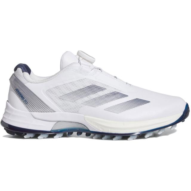 [アディダス] アディゼロ ZG ローカット ボア [W ADIZERO ZG LOW CUT BOA SPIKELESS GOLF] クラウドホワイト/ナイトインディゴ/シルバー JS1765