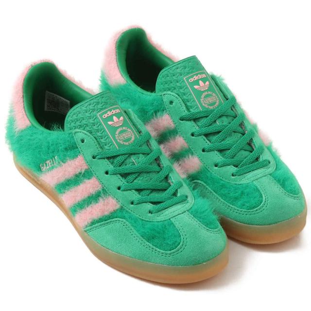 [アディダス] ガゼル インドア [GAZELLE INDOOR] グリーン/グローピンク/ガム JP8342