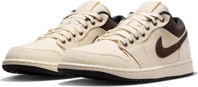 [ナイキ] エア ジョーダン 1 ロー プレミアム [AIR JORDAN 1 LOW PRM] ペールアイボリー/オフノワール/バロックブラウン IB8058-110