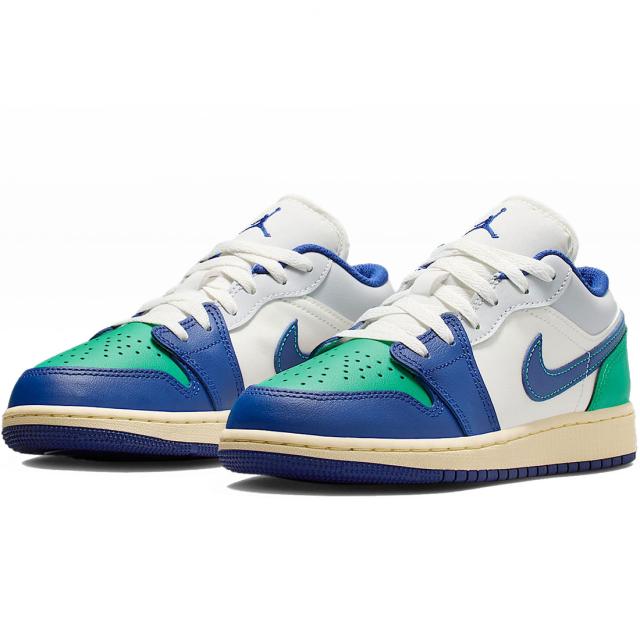 [ナイキ] エア ジョーダン 1 ロー [J AIR JORDAN 1 LOW] セイル/スタジアムグリーン/ニュートラルグレー/ディープロイヤルブルー 553560-147