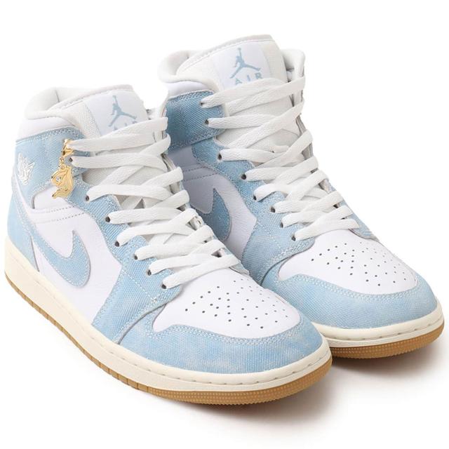 [ナイキ] エア ジョーダン 1 ミッド SE [AIR JORDAN 1 MID SE] ホワイト/セイル/ガムライトブラウン/ウォーンブルー HQ2005-100