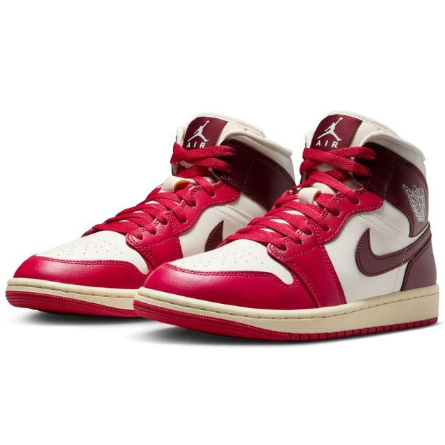 [ナイキ] エア ジョーダン 1 ミッド [W AIR JORDAN 1 MID] セイル/ミスティックハイビスカス/ココナッツミルク/ダークチームレッド BQ6472-119