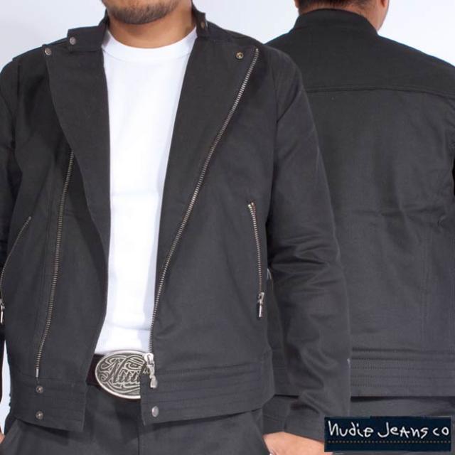 【新品】 ヌーディージーンズ ジャケット ノア ヘビージップ ブラック コーテッド