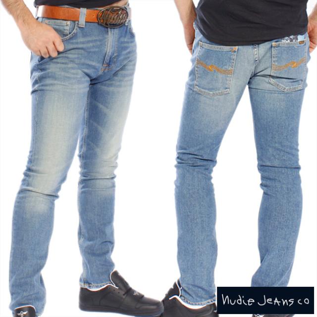 【新品】 ヌーディージーンズ テープテッド ストライキーグリーンインディゴ