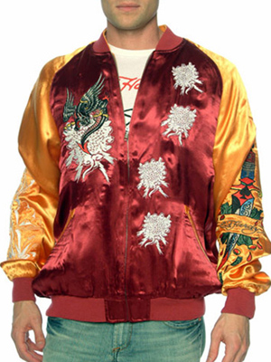 【新品】 ED D HARDY スーベニアジャケット フェニックス/バーガンディー/ゴールド