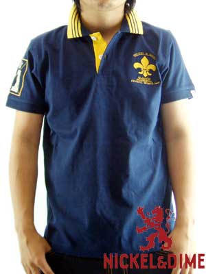 【新品】 【メール便対応】 【レビューを書いて送料無料】 ★NICKEL&DIME　ニッケル&ダイム S/S ポロシャツ ポロ M C ジャージー ロゴ ネイビー【Red】【Navy】【半袖】