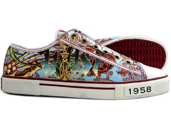 アウトレット【新品】 Christian Audigier クリスチャンオードジェー シューズ ローキー バーガンディー/ホワイト