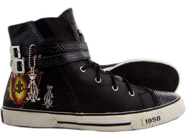 アウトレット【新品】 Christian Audigier クリスチャンオードジェー シューズ ストラップ ダウン ブラック