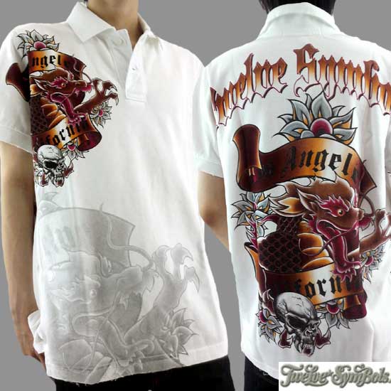 【新品】 【メール便対応】 【レビューを書いて送料無料】 ★Twelve Symbols トゥエルブ シンボルズ S/S ポロ フォーチューン テラー ポロシャツ ホワイト