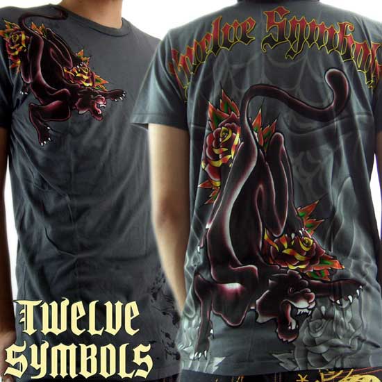 【新品】 【メール便対応】 【レビューを書いて送料無料】 Twelve Symbols トゥエルブ シンボルズ S/S Tシャツ タトゥー パンサー グラファイト