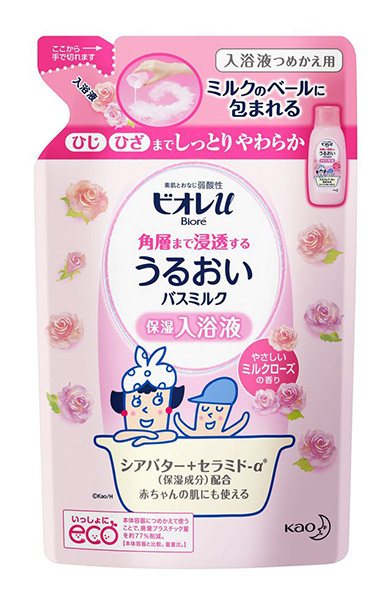 ★まとめ買い★　花王　ビオレｕ角層まで浸透する うるおいバスミルク　ミルクローズ詰替　480ｍｌ　×16個【イージャパン...