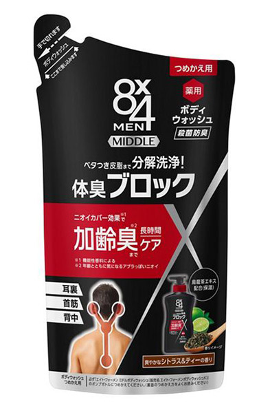 ★まとめ買い★　花王　８ｘ４メンミドルボディウォッシュ　つめかえ用　300ｍｌ　×18個【イージャパンモール】