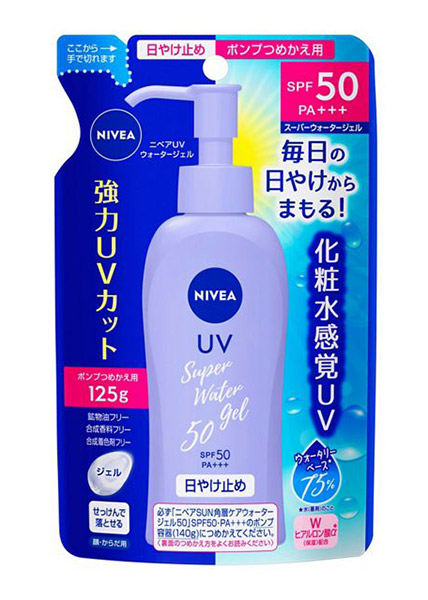 【送料無料】★まとめ買い★　ニベアＵＶ　ウォータージェル　ＳＰＦ５０　ポンプつめかえ用　１２５ｇ　×24個【イージャパン...