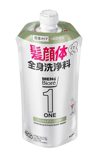 ★まとめ買い★　メンズビオレONE　オールインワン全身洗浄料　ハーバルグリーン詰替用　340ｍｌ　×24個【イージャパン...