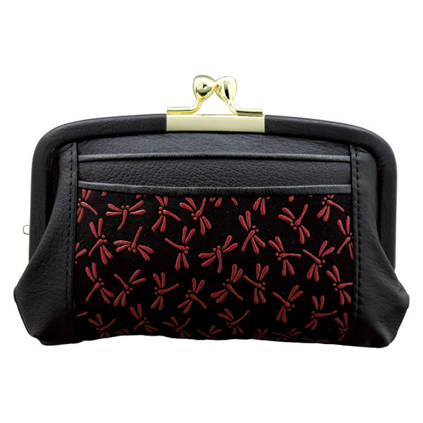 【送料無料】印伝トンボ柄前ポケット付きがま口財布　８２０８−０４　８２０８−０４【ギフト館】