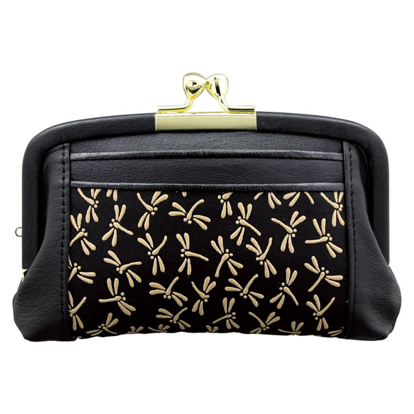 【送料無料】印伝トンボ柄前ポケット付きがま口財布　８２０８−１７　８２０８−１７【ギフト館】