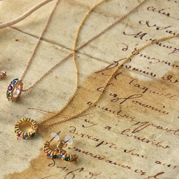 【送料無料】プライベートレーベル　カラーストーンネックレス＆ピアス　４１０−１２２ＰＬ−Ｎ３Ｐ２　ＧＯ　４１０−１２２Ｐ...