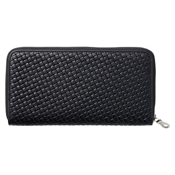 【送料無料】良品工房　日本製牛革型押ラウンド財布（ブラック）　ＪＫ２１−２４８　ＪＫ２１−２４８【ギフト館】