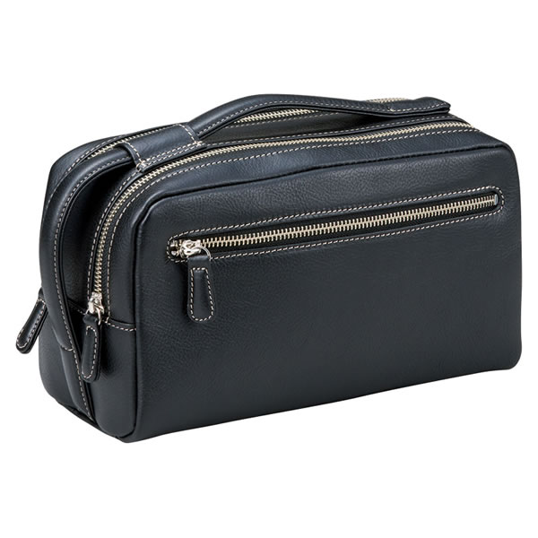 【送料無料】良品工房　日本製牛革ダブルファスナーポーチ（ブラック）　Ｔ１９−３０８　Ｔ１９−３０８【ギフト館】