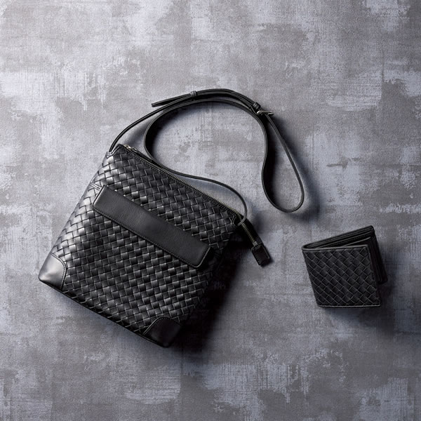 【送料無料】良品工房　日本製牛革編込ショルダー＆財布（ブラック）　Ｎ１６９Ｂ−２３２Ｂ　Ｎ１６９Ｂ−２３２Ｂ【ギフト館】