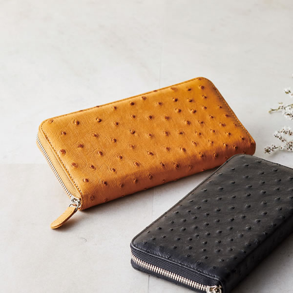 【送料無料】オストリッチラウンドファスナー長財布　Ｓ−ＮＯ１５３１０６ＹＥ　Ｓ−ＮＯ１５３１０６ＹＥ【ギフト館】