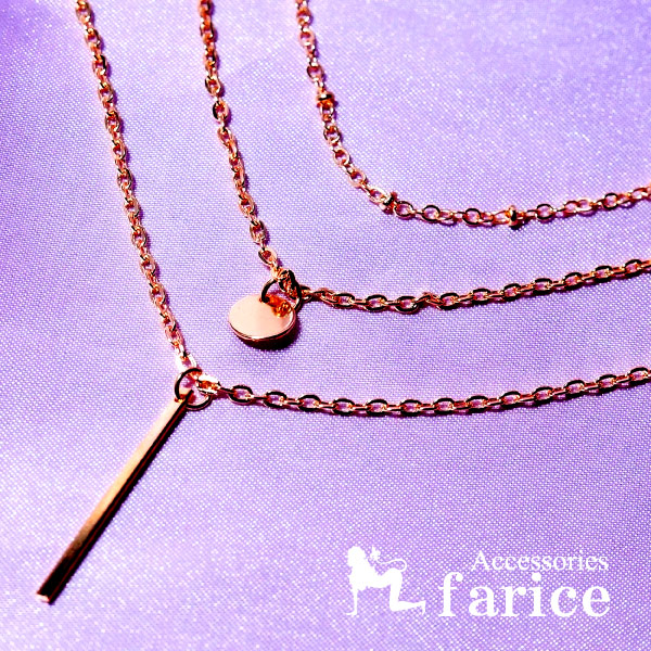 ロングスティック&ラウンドプレート 2チャーム付き イエローゴールドカラー 3連あずきチェーンデザイン レディース ネックレスの通販はau ...