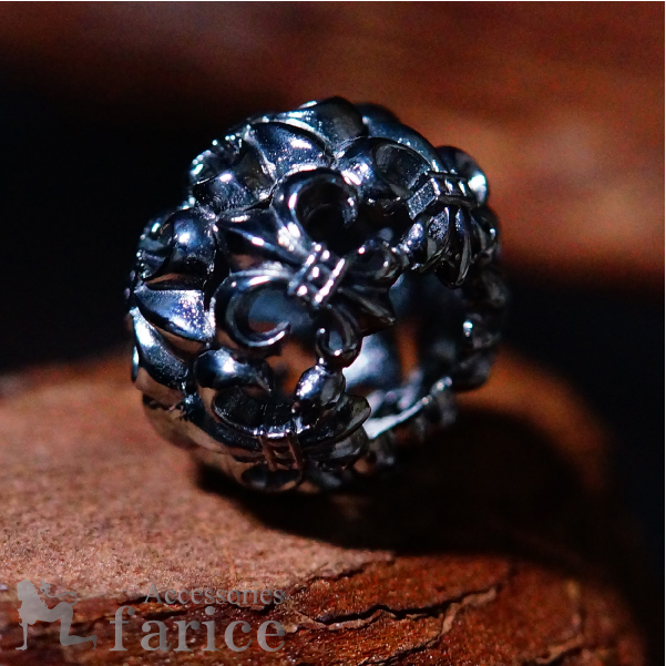 ブラックロジウム 百合の花の紋章 ループ ボール シルバー925 ペンダント ネックレス