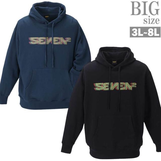 パーカー 大きいサイズ メンズ プルオーバーパーカー SEVEN2 ロゴ プリント 裏起毛 C040831-01