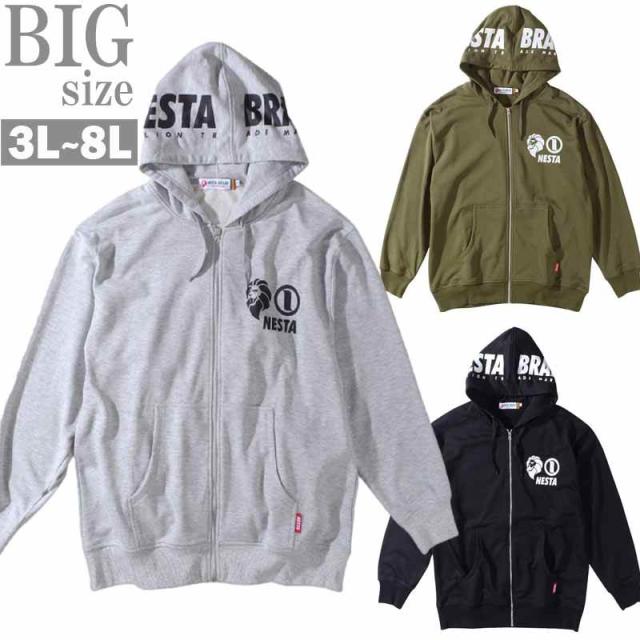 プリントパーカー 大きいサイズ メンズ フルジップ NESTA BRAND お洒落パーカ デザイン C050825-04