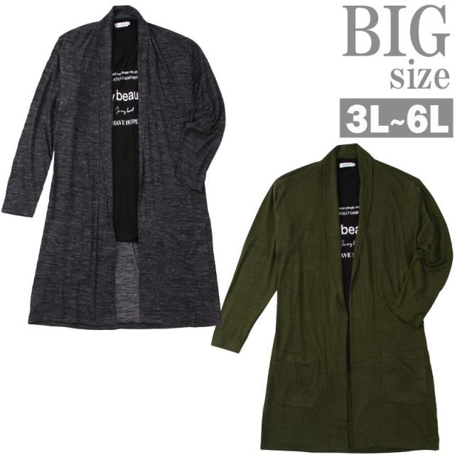 コーディガン 大きいサイズ メンズ Tシャツ アンサンブル カーディガン ２枚組 薄手 ボタンレス C061029-02