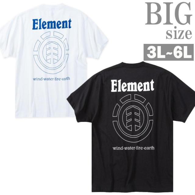 プリントTシャツ ELEMENT 大きいサイズ メンズ FLANE 半袖 トップス ワッペン ロゴプリント C070307-01