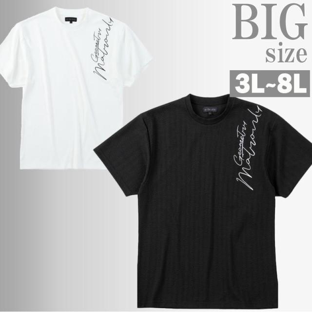 デザインTシャツ ロゴ刺繍 大きいサイズ メンズ ジャガード 半袖 IN THE ATTIC お洒落 C070313-07