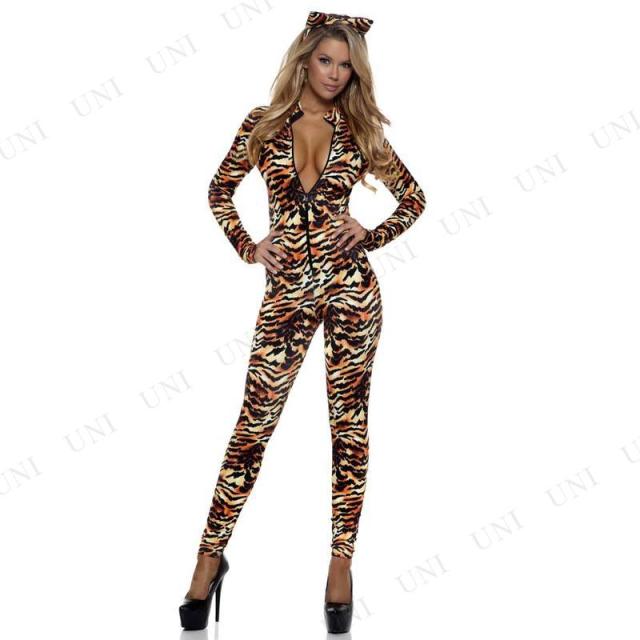 コスプレ 仮装 タイガースーツ(虎・寅) M/L 【 コスプレ 衣装 ハロウィン 仮装 コスチューム アニマル 動物 パーティーグッズ 余興 大人用 レディース トラ 女性用 】