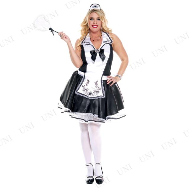 コスプレ 仮装  コスプレ メイド エレガント・フレンチメイド 3X/4X (大きいサイズ) 【 コスプレ 衣装 ハロウィン 仮装 レディース コスチューム 大きいサイズ メイド服 ウエイトレス ゴスロリ ロリータ 余興 ゴシック ウェイトレス 大人用 パーティーグッズ 】