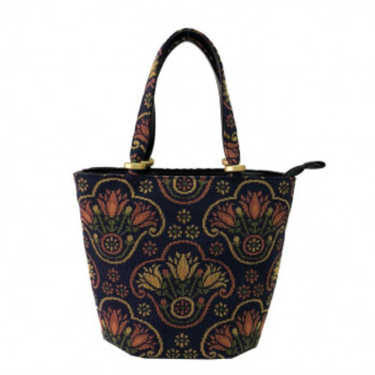 優美社 6017-00 ゴブラン織（ごぶらんおり） ハンドバッグ ネイビー |b03