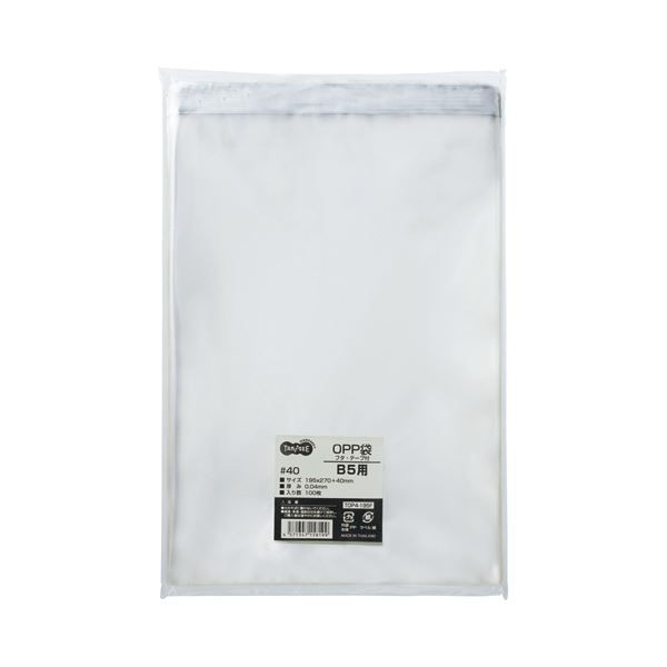 送料無料 （まとめ） TANOSEE OPP袋 フタ・テープ付 B5用 195×270+40mm 1セット（500枚：100枚×5パック ...