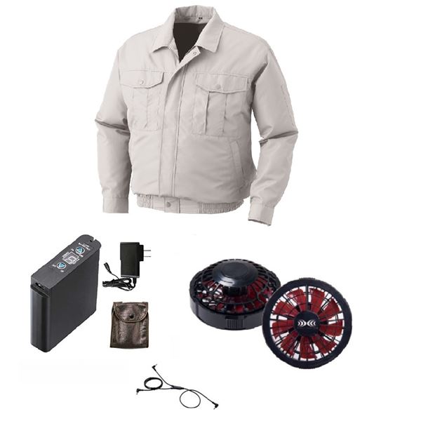 送料無料 KU90540 空調服 R ポリエステル製長袖ワーク FAN2200BR・RD9261・LIPRO2セット シルバー 5L |b04の通販はau PAY マーケット - パンダ ...