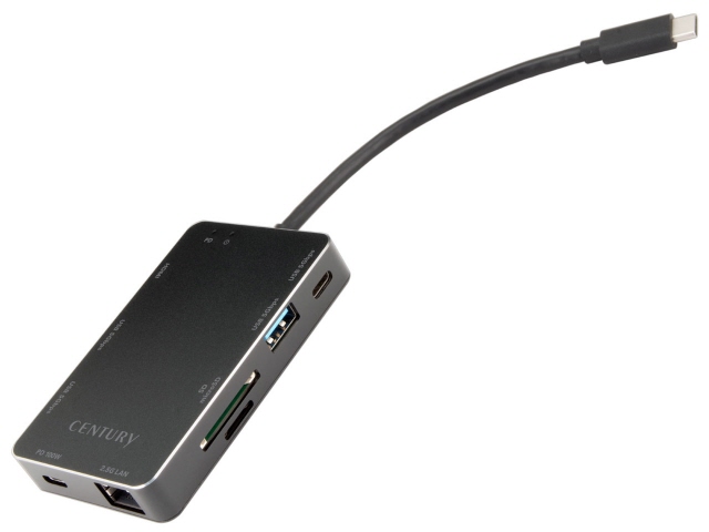 センチュリー USBハブ Terminal-C ドッキングステーション 8 in 1 CD-UHSL25P100 [黒]