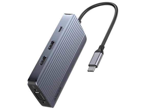 ANKER USBハブ USB-C ハブ (8-in-1. Triple Display) A83790A2 [グレー]