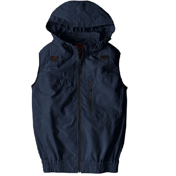 村上被服 HOOH ポリエステル製 フルハーネス対応冷感フードベスト V5559 ネイビー サイズ：4L 服単品 〔バッテリー・ファン・ケーブル 配線 別売 〕