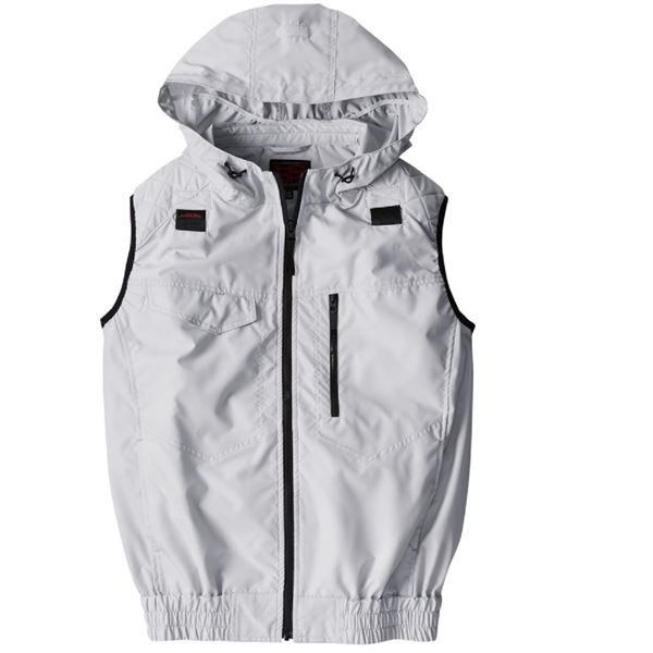 村上被服 HOOH ポリエステル製 フルハーネス対応冷感フードベスト V5559 シルバーグレー サイズ：6L 服単品 〔バッテリー・ファン・ケーブル 配線 別売 〕 送料無料