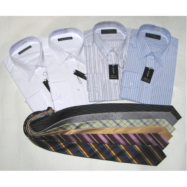 ワイシャツ 4枚 ＆ ネクタイ 6点 セット Mサイズ メンズ ビジネス 10点 福袋 10点お得セット 1週間コーディネート 通勤 仕事
