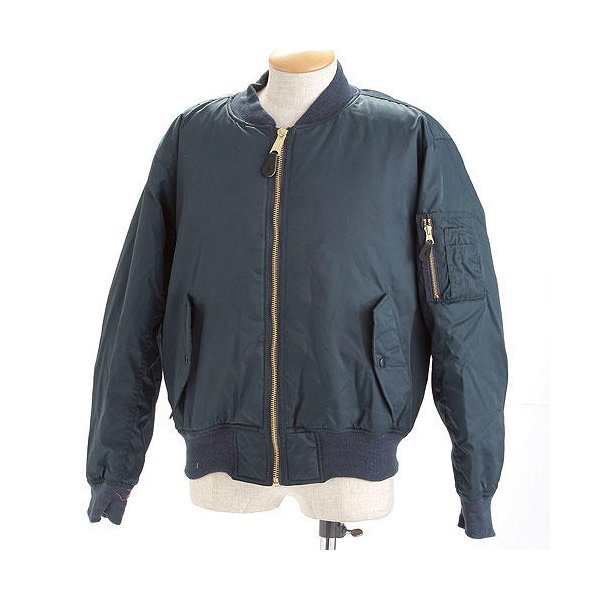 アメリカ空軍 アメリカ軍 MA-1フライトジャケット Lサイズ ダークネイビー 撥水加工 レプリカ 米軍 ミリタリージャケット