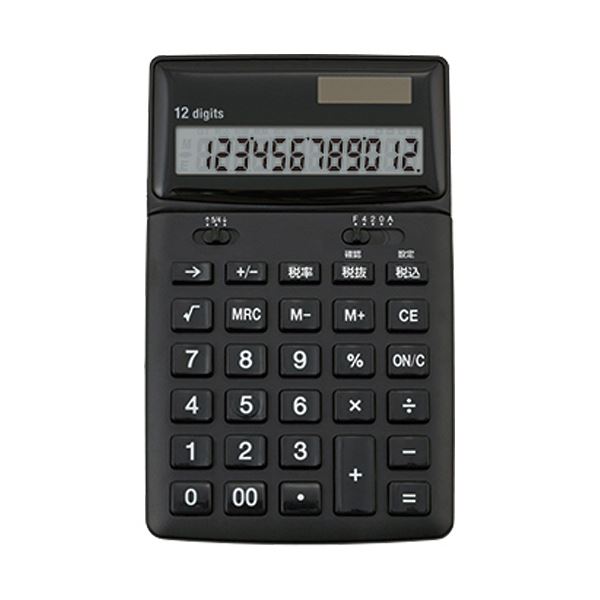 (まとめ）アスカ 抗菌 清潔 電卓 ブラック C1249BK 1台【×10セット】 黒