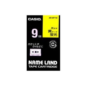 （まとめ）カシオ CASIO 蛍光テープ XR-9FYW 黄に黒文字 9mm【×5セット】 輝く黄色に黒い文字、ラベルプリンター用テープカートリッジがあなたのシール印刷をサポート カシオの蛍光テープXR-9FYW、9mm幅を5セットでお届けします 送料無料