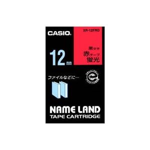 （まとめ）カシオ CASIO 蛍光テープ XR-12FRD 赤に黒文字 12mm【×5セット】 送料無料