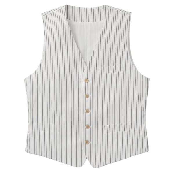 男女兼用ストライプベスト ホワイト Mサイズ KMV2791-21 白 スタイリッシュな男女にぴったり 多彩なスタイリングが楽しめるユニセックスストライプベスト ピュアホワイト Mサイズ KMV2791-21 白 送料無料
