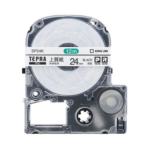 （まとめ） キングジム テプラ PRO テープカートリッジ 上質紙ラベル 24mm 白／黒文字 SP24K 1個 【×4セット】 送料無料