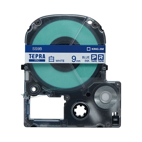 （まとめ） キングジム テプラ PRO テープカートリッジ 9mm 白／青文字 SS9B 1個 【×5セット】 送料無料