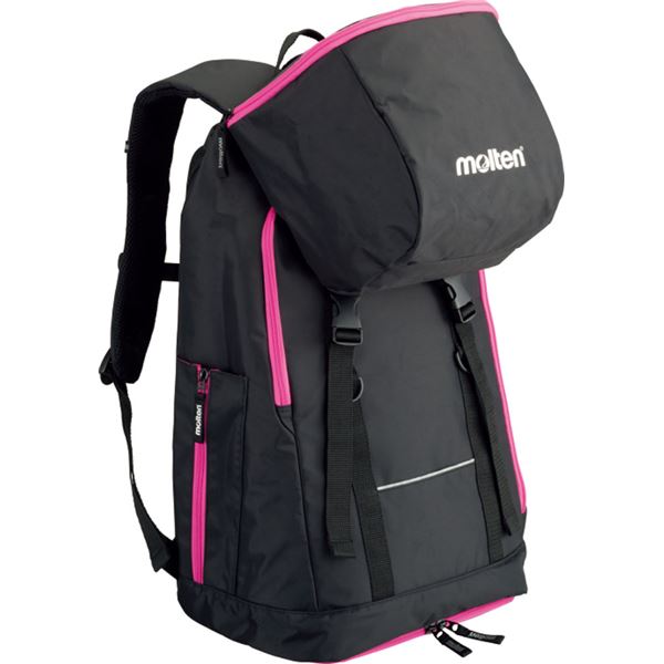 【モルテン Molten】 ミニバス用 バックパック/鞄 【ブラック×ピンク】 容量34L 幅35cm LB0032KP 〔運動 スポーツ用品〕 黒